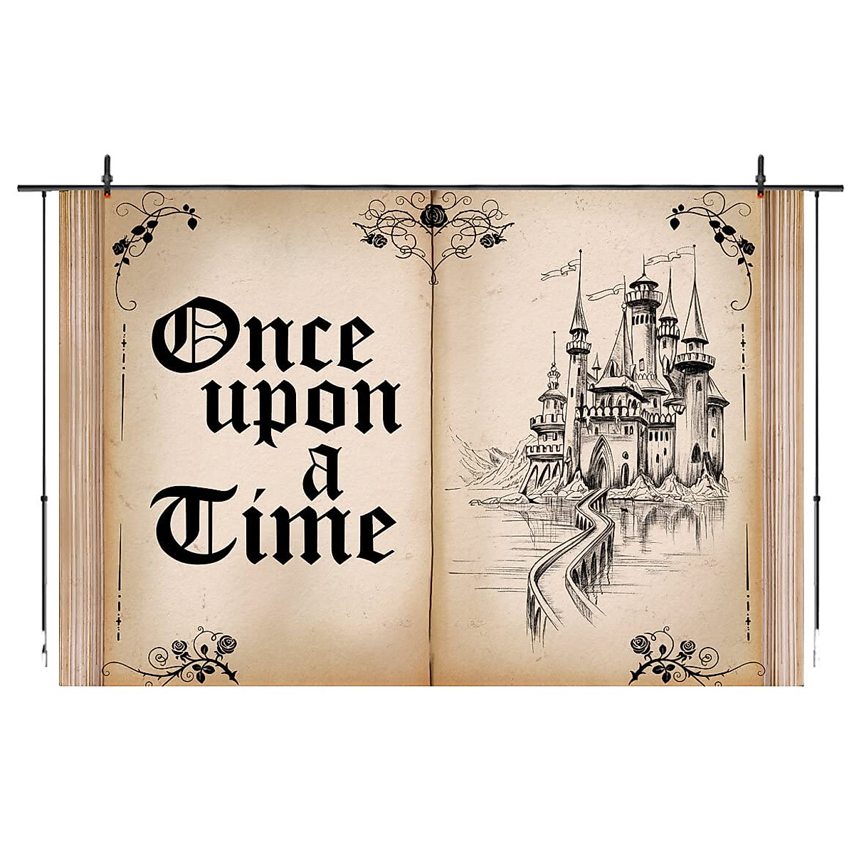 Fairy Tale Books Backdrops Once Upon a Time Ancient Castle Princess Romantic Story Photography Background Kids Baby Shower Banner Backdrop Wedding Birthday Party Cake Table Decorations 10x7ft