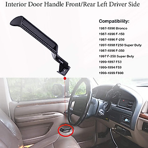 Interior Inside Front Rear Left Driver Door Handle Fits for 1990 1991 1992 1993 1994 1995 1996 Ford F150 F250 F350 F53 F59 F800 Bronco Replaces OE # E7TZ-1522601-A, 77178