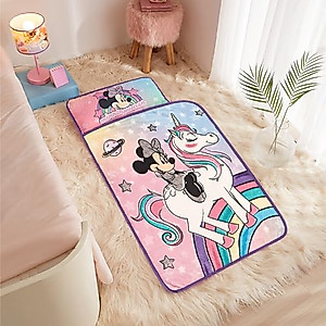Idea Nuova Disney Minnie Mouse Super Soft Toddler Quilted Nap Mat with Built in Pillow, 26"" x46, Multicolor