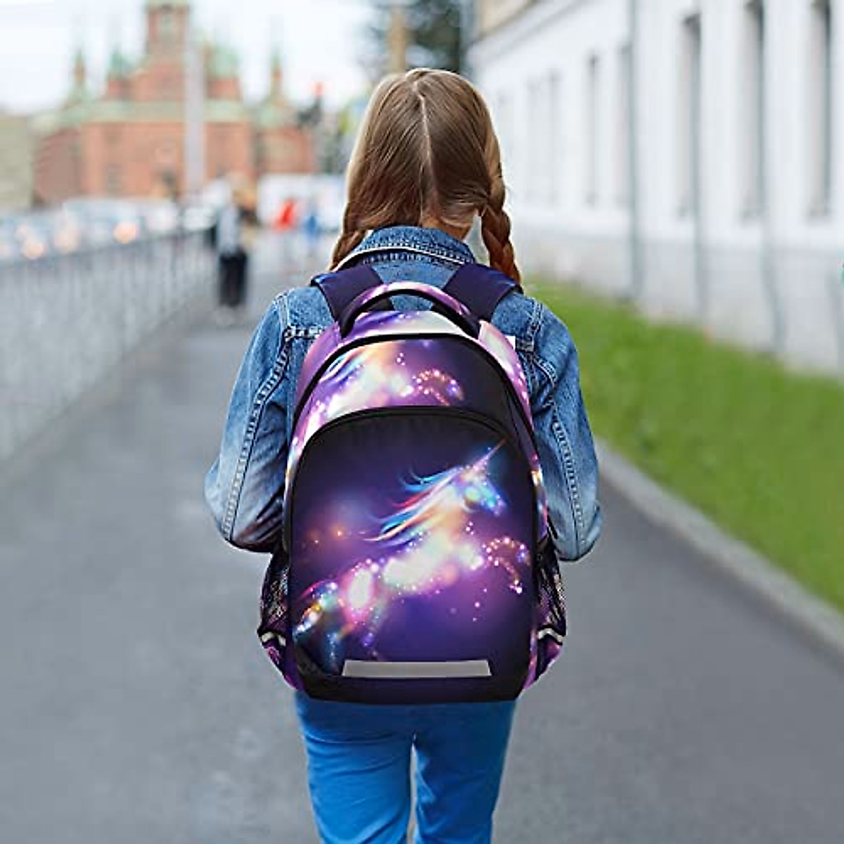 MCHIVER Unicorn Backpack for Girls Boys Rainbow Galaxy Lightweight School Bookbag with Adjustable Chest Strap for Elementary Kids - Durable 16.7 Inch