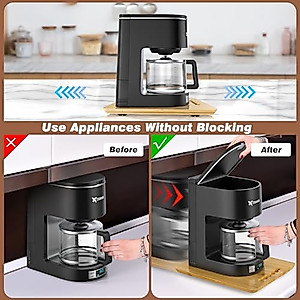 Kssiaz Bamboo Appliance Slider, 360° Rotation Sliding Tray for Coffee Maker, Slider for Counter Heavy Kitchen Appliances, Appliance Rolling Tray with Wheels, Slides Easily from Countertop, 9.5" x 14"