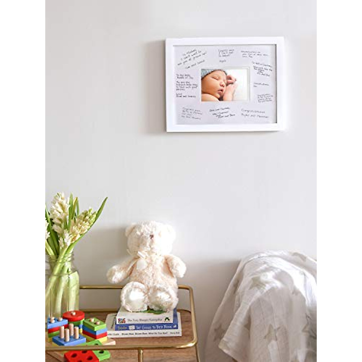 Pearhead Signature Frame Guest Book – Perfect for Any Baby Registry, Includes Mat for Guests to Leave Well-Wishes– Great for Celebrating Baby Showers, Birthdays or Any Special Event, White