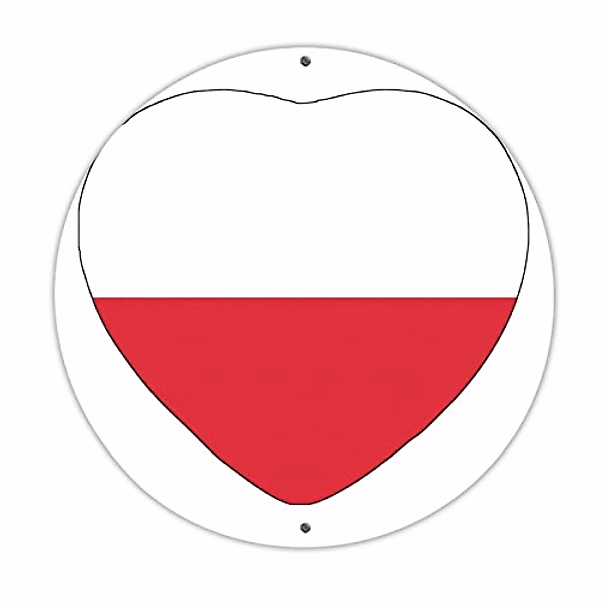 lutieger Hanging Metal Tin Sign Poland Wall Poster Metal Plaque Love Heart Shaped Flag House Dining Room Yard Man Cave Decor State Map Sailor Sailing Sign Gift 12x12in Round