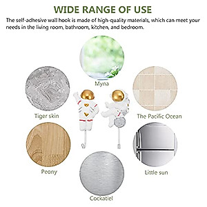 VOSAREA 2Pcs Astronaut Wall Hook Punch Free Heavy Duty Wall- Mounted Sticky Hooks Adhesive Robe Towel Keys Hanger Bags Coat Rack for Home Kitchen Bathroom Style 1