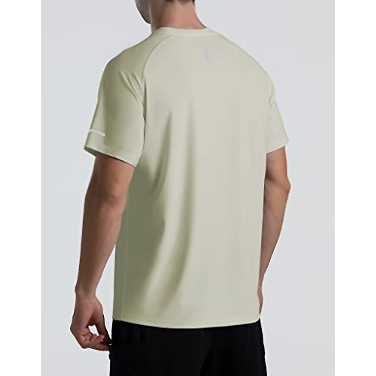 Men's Cooling Ice Silk Running Shirts Quick Dry Short Sleeve Athletic Gym T-Shirts UPF 50+ Outdoor Workout Tshirts Light Green