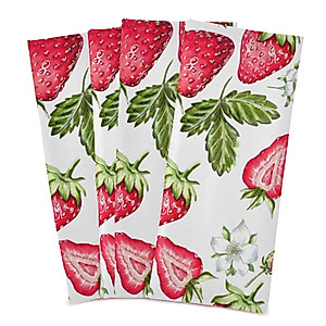 Kigai Kitchen Dish Towels Strawberry Floral Soft Tea Towel Set of 1 Absorbent Dishcloths Hand Towels for Dish Clean Cloth 28" x 18"
