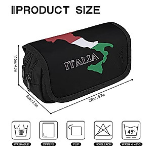Italy Flag Map Large Capacity Pencil Case Multi-Slot Pencil Bag Portable Pen Storage Pouch with Zipper