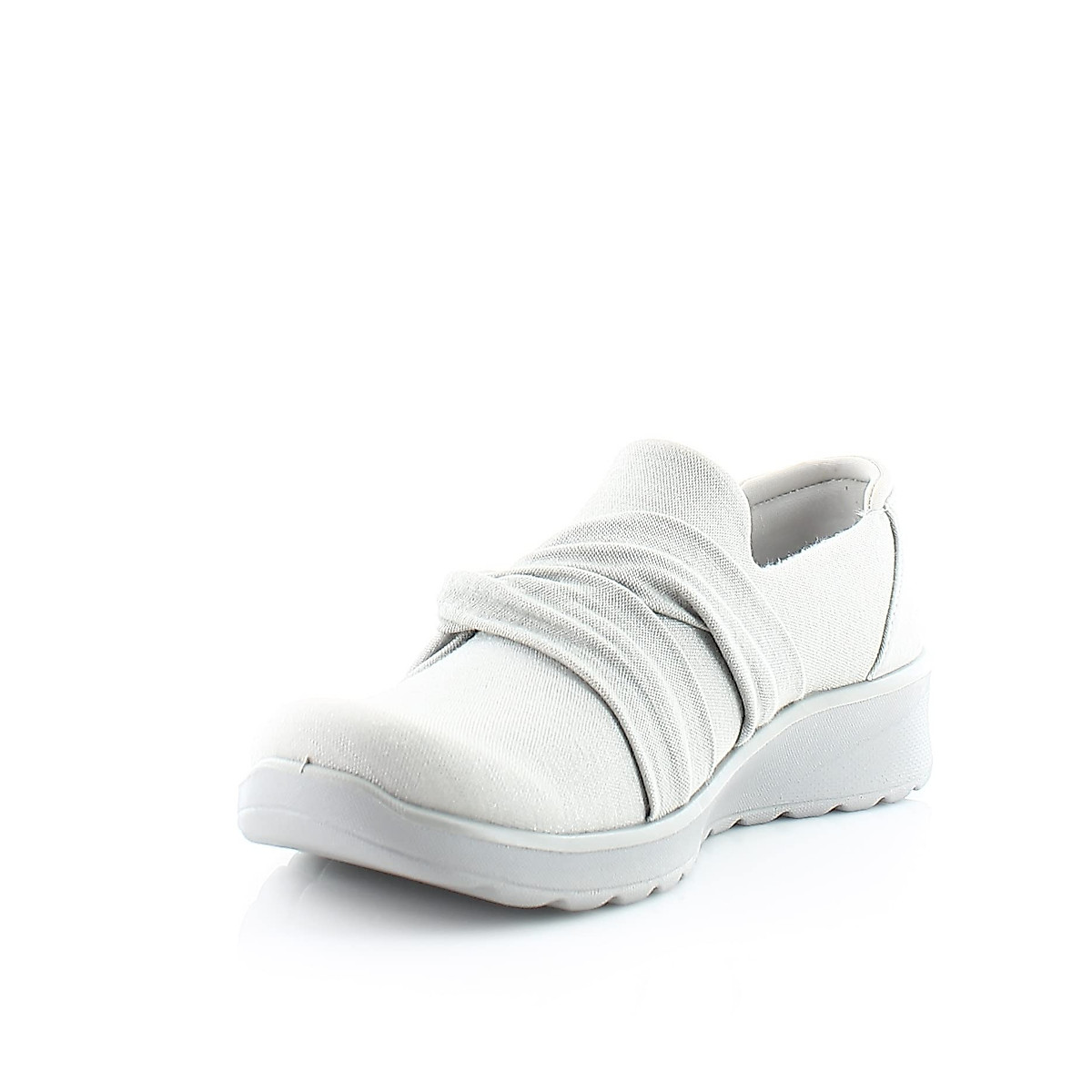 BZees Women's Glimmer Slip-Ons Loafer, Silver Smoke Shimmer, 8 Wide