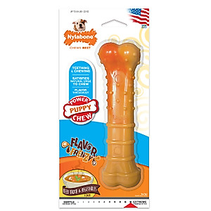 Nylabone Puppy Power Chew Toy - Tough and Durable Puppy Chew Toy for Teething - Puppy Supplies - Beef Broth & Vegetable Flavor, Small (1 Count)