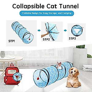 WESTERN HOME WH Cat Tunnels Tube Cat Toys, Cat Tunnel Bed Pop-up Collapsible Pet Tube Interactive Play Toy with Ball, Cat Tunnels for Indoor Cats，Great Toy for Cats & Rabbit