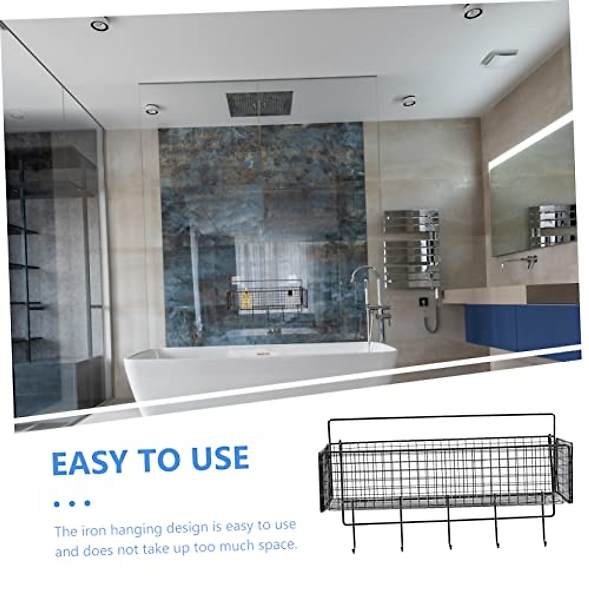 Cabilock 1 Set Bathroom Storage Rack Wire Shelves Wall Mounted Wire Storage Rack Hanging Storage Shelves Flowerpot Shelf Grid Storage Baskets Food Display Rack Hole-Free Storage Rack Black