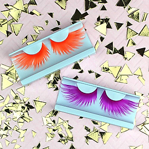 Spiky Neon Orange Color Drag Lashes for Pride, Halloween, Dance, Rave, Costume