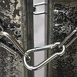 ZRruowin Gate Chain Lock for Outdoor Fence with Carabiner Stainless Steel Gate Latches Link for Horse Goat Dog Stall Supplies Wooden Fence Barn