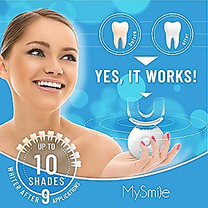 MySmile Teeth Whitening Kit with LED Light, 10 Min Non-Sensitive Fast Teeth Whitener with 3 Carbamide Peroxide Teeth Whitening Gel, Helps to Remove Stains from Coffee, Smoking, Wines, Soda, Food
