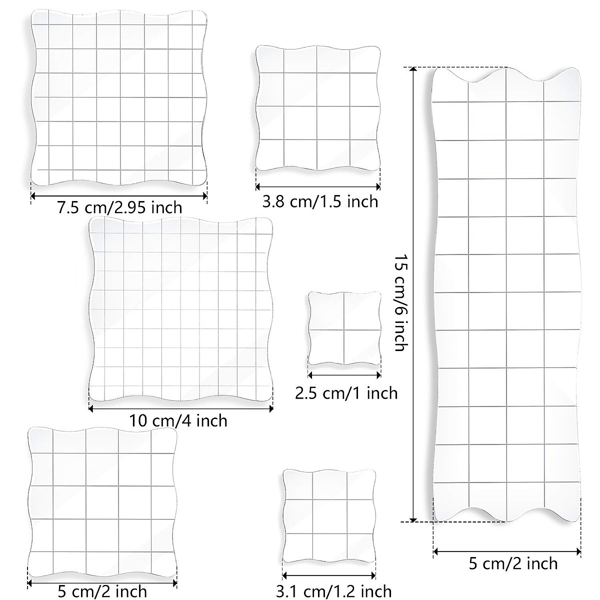 7 Pieces Stamp Blocks Acrylic Clear Stamping Blocks Tools with Grid and Grip, Decorative Stamp Blocks for Scrapbooking Crafts Making, DIY Crafts Ornaments