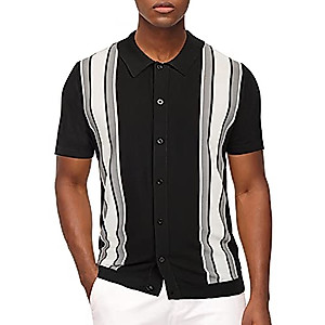 PJ PAUL JONES Men's Modern/Fitted, Black, Large