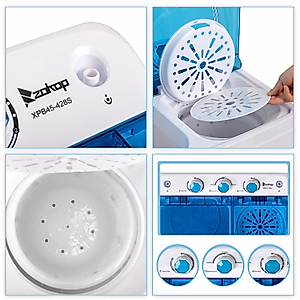 Winado 20LBS Portable Washing Machine, Compact Mini Washer Machine & Dryer Combo, Built-in Gravity Drain, Small Twin Tub Washer with Spin Cycle for Laundry Room, Apartments, Dorms, RV's (Blue)