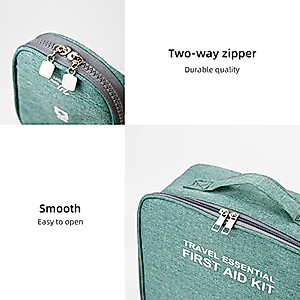 TOPASION Empty First Aid Bags, Travel Medicine Bag, Medical Supplies Organizer Bag, Portable Kit for Traveling, Car, Home, Camping, Office, Hiking, Outdoor (Cationic Green)