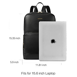 BOSTANTEN Leather Laptop Backpack for Women 15.6 inch Computer Bag College Student Daypack Back to School Supplies Travel Bag