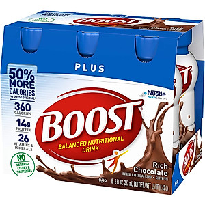 BOOST Plus Rich Chocolate Nutritional Drink, 8 Fl Oz, 6 Pack