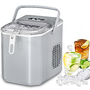 COWSAR Ice Makers Countertop, Ice Maker Machine 6 Mins/9 Pcs Bullet Portable Ice Maker Machine 26.5lbs/24Hrs with Self-Cleaning, Ice Scoop and Basket, Ice Maker for Party/Kitchen/Home/Office