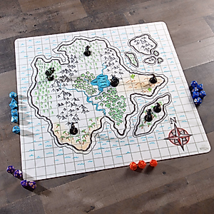 Double-Sided Role Playing RPG Game Mat- Reversible Silicone Battle Matte Grid w Hexes and Squares- XL 20"x20"-Foldable, Rollable, Wet Eraseable - Made for D&D Dungeons Dragons, Pathfinder and More