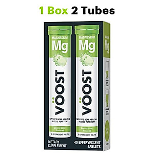 VOOST, Magnesium, Supports Bone Health and Muscle Health, Effervescent Vitamin Drink Tablet, No Sugar + Low Calorie Vitamin Supplement Blend, Lemon Lime Flavor, 40 Count