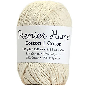 Premier Home Cotton Yarn 3-Pack - 2.65 Oz - Medium 4 - Bundle with Bella's Crafts Stitch Markers (Cream)