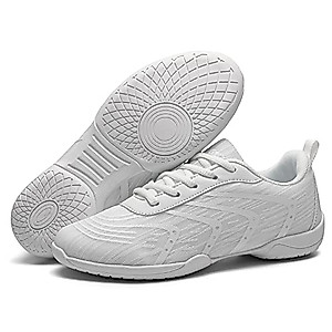 HWJHMX White Cheer Shoes for Girls Womens Cheer Shoes Youth Cheerleading Shoes Kids Cheer Sneakers Training Athletic Comfortable Lightweight Breathable Shoes Size