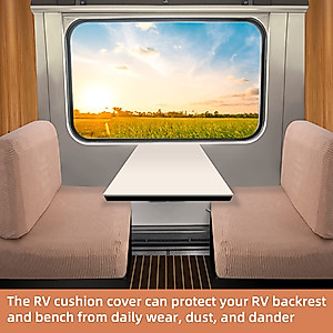 Tlswshsy RV Dinette Cushion Covers-Stretchable Loveseat Sofa Furniture Protector -Elastic Camper Cushion Slipcoversfor RV Camper Car Bench (Khak)