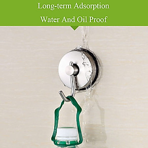 SagaSave 2 Pcs Heavy Duty Vacuum Suction Cup Hooks Stainless Steel Wall Mount Reusable Hook Brushed Nickel Silver Shower Hooks for Hanging Shower Towel, Coat,Kitchen Pots Pans