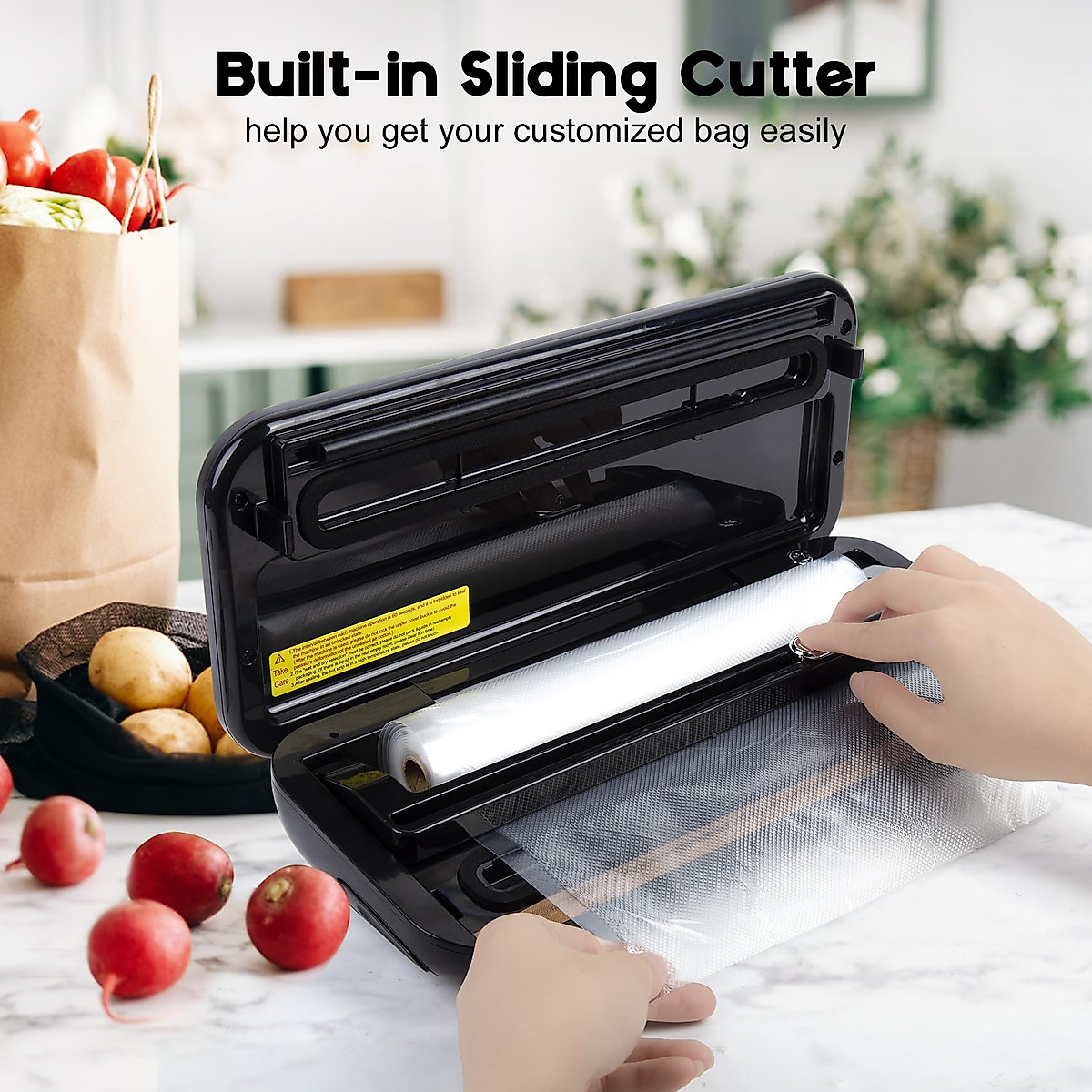 Automatic Vacuum Sealer for Food, 5-in-1 Food Saver Vacuum Sealer Machine with Vacuum Seal Bags and Roll & 1 Air Suction Hose, Food Vacuum Sealing Machine