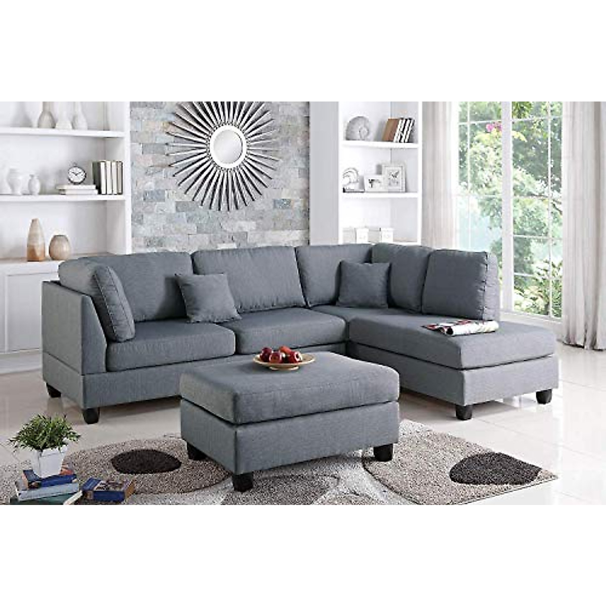 Poundex Upholstered Sofas/Sectionals/Armchairs, Grey