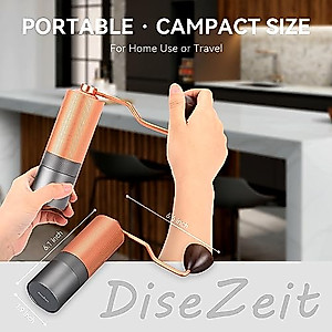 DiseZeit-Z3PRO Manual Coffee Grinder, 7-Axis Stainless Steel Burr, Three-Stage Disassembly Easy Cleaning, 15-25g Capacity Espresso Coffee Grinder Manual with Adjustable Settings, Brush&Storage Bag