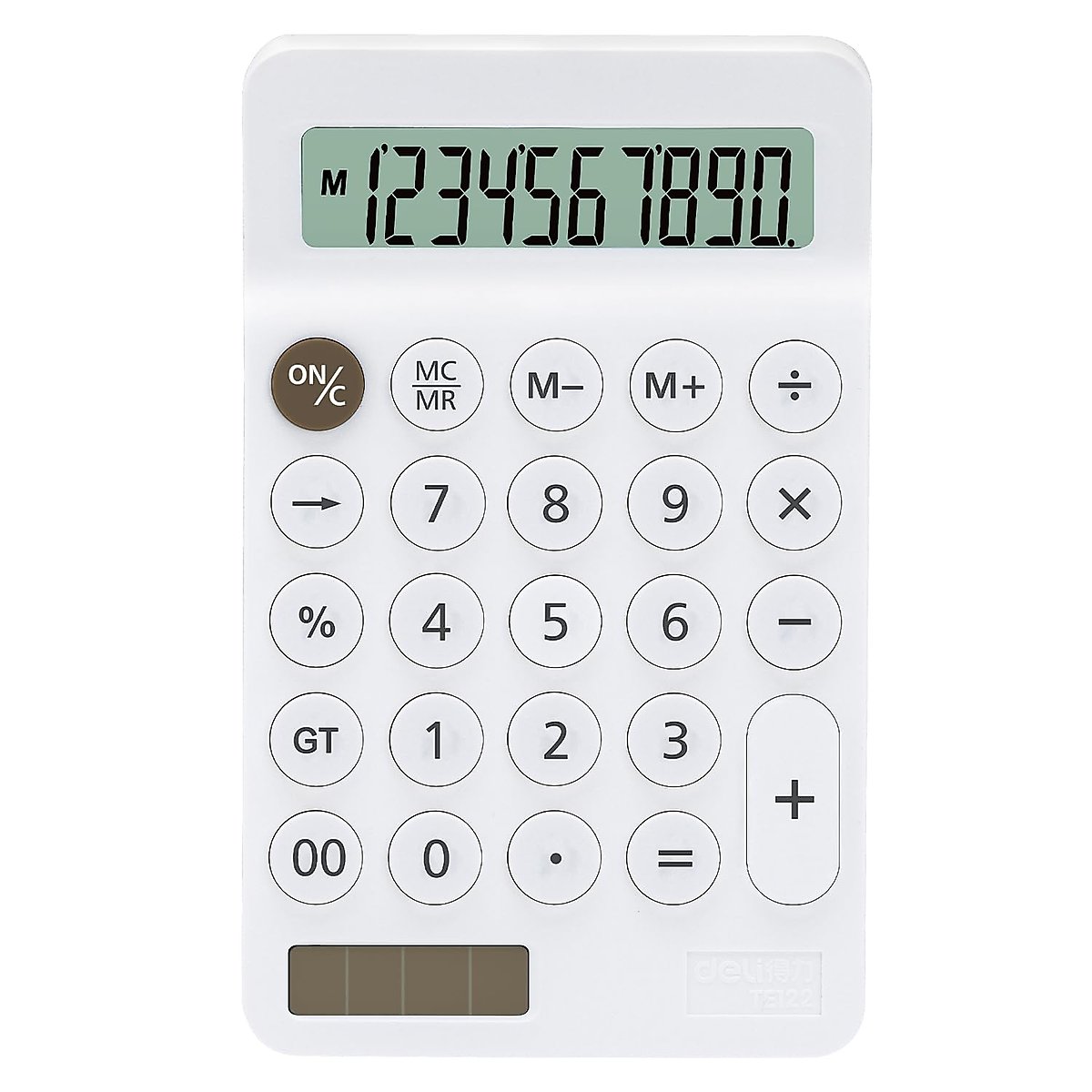 Calculator, Deli Standard Function Desk Calculators 10 Digit with Large LCD Display with 15° Elevation, Solar and Battery Dual Power, Standard Function for Office, Home, School, White