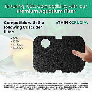 Think Crucial Replacement Aquarium Canister Filters - Compatible with Cascade 700, 1000, CCF2UL & CCF3UL (16 Pack)