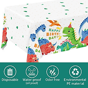 Dinosaur Party Supplies Disposable Tablecloth Waterproof Plastic Rectangular Table Cover for Boys Kids Birthday Party Baby Shower Dinosaur Party Decorations 3PCS 54 X 108 inch