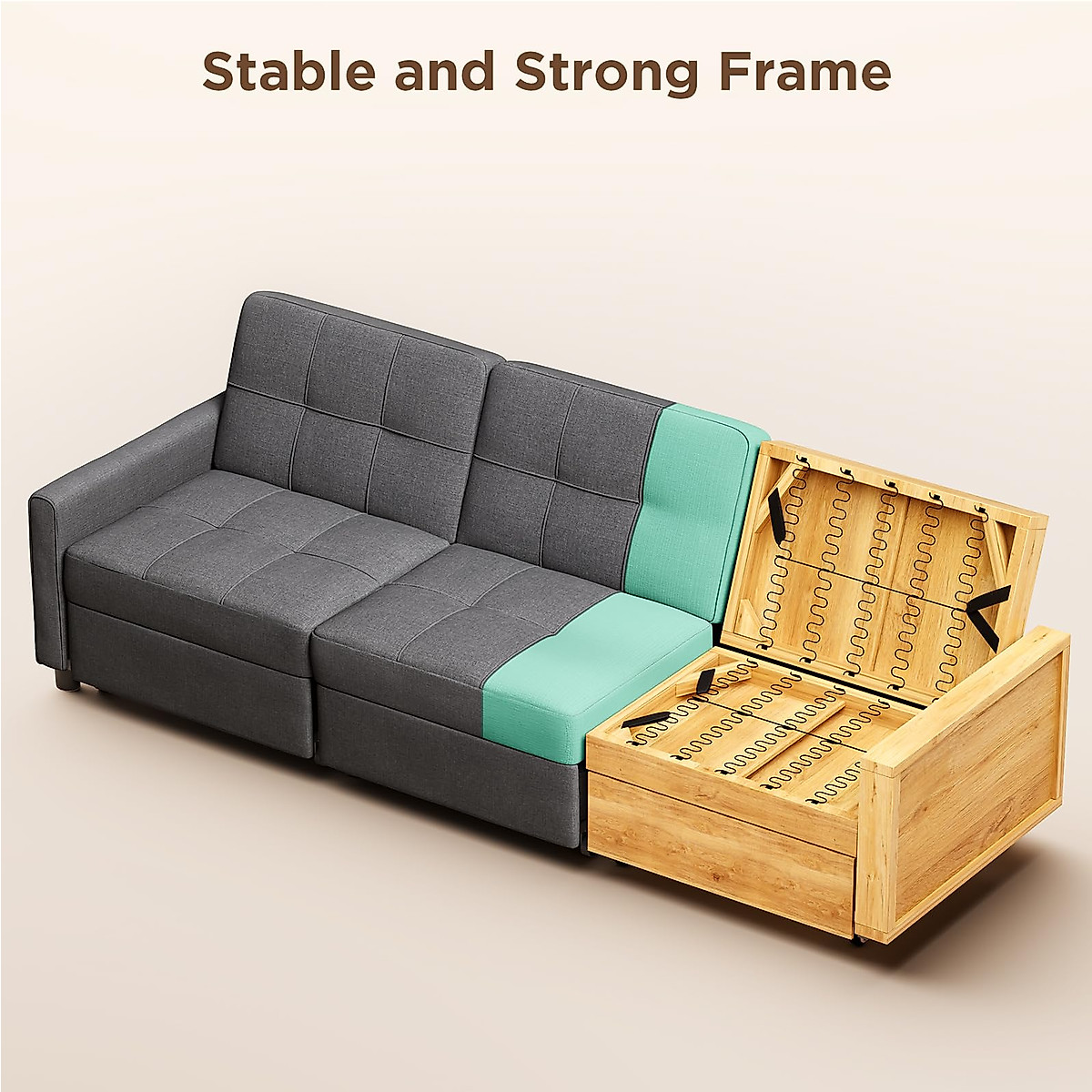 Aiho 84 Inch Convertible Sectional Sleeper Sofa, Pull Out Sofa Bed with Adjustment Backrest & Ottoman, Sectional Couch Bed for Living Room, Guest Room, Dark Grey