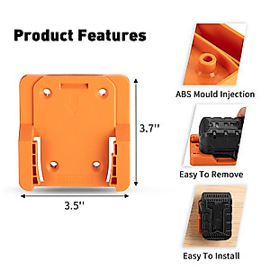 Crtbelfy Battery Holder for Ridgid AEG 18V Hyper Lithium Battery Wall Mount Battery Storage for Work Van, Shelf, Toolbox -5 Pack