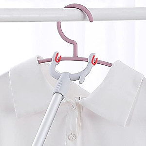 Veemoon Metal Hangers Clothesline Outdoor Adjustable Hanger Retriever Clothes Drying Pole Garment Reaching Hook Dressing Stick Retractable Rods (As Shown) Metal Hangers Clothesline Outdoor