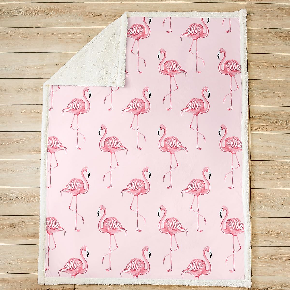 Feelyou Pink Flamingo Fleece Throw Blanket Tropical Flamingo Plush Blanket Bird Print Sherpa Blanket for Kids Nature Theme Fuzzy Blanket Baby 30"x40"