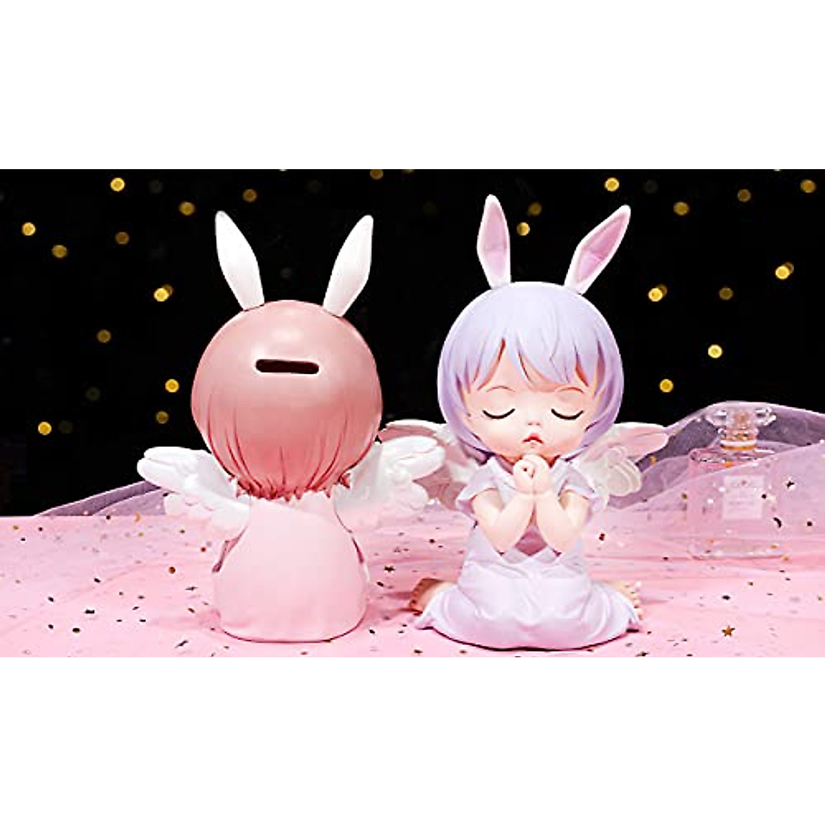 Guardian Angel Cute Piggy Bank for Girls Makes a Perfect Unique Gift, Nursery Décor, Keepsake, Baby Baptism Gift, or Savings Piggy Bank for Baby Pink