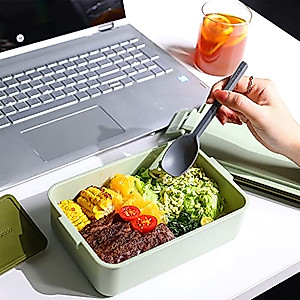 linoroso Stackable Bento Box Adult Lunch Box | Meet All You On-the-Go Needs for Food, Salad and Snack Box, Premium Bento Lunch Box for Adults Include Utensil Set, Dressing Containers - Pale Mint