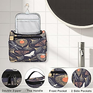 XMNYGJ Dragonfly Butterfly Leaf Hanging Toiletry Bag for Men Women Travel Cosmetic Makeup Organizer Bag Water Resistant Large Portable Wash Case for Accessories, Toiletries, Cosmetics