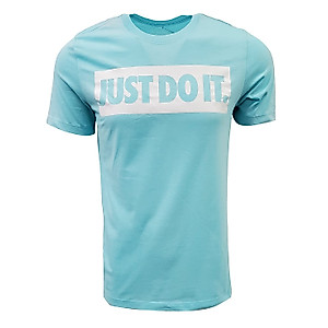 Nike Mens Just Do It Box Crewneck T-Shirt (X-Large, Aqua Blue)