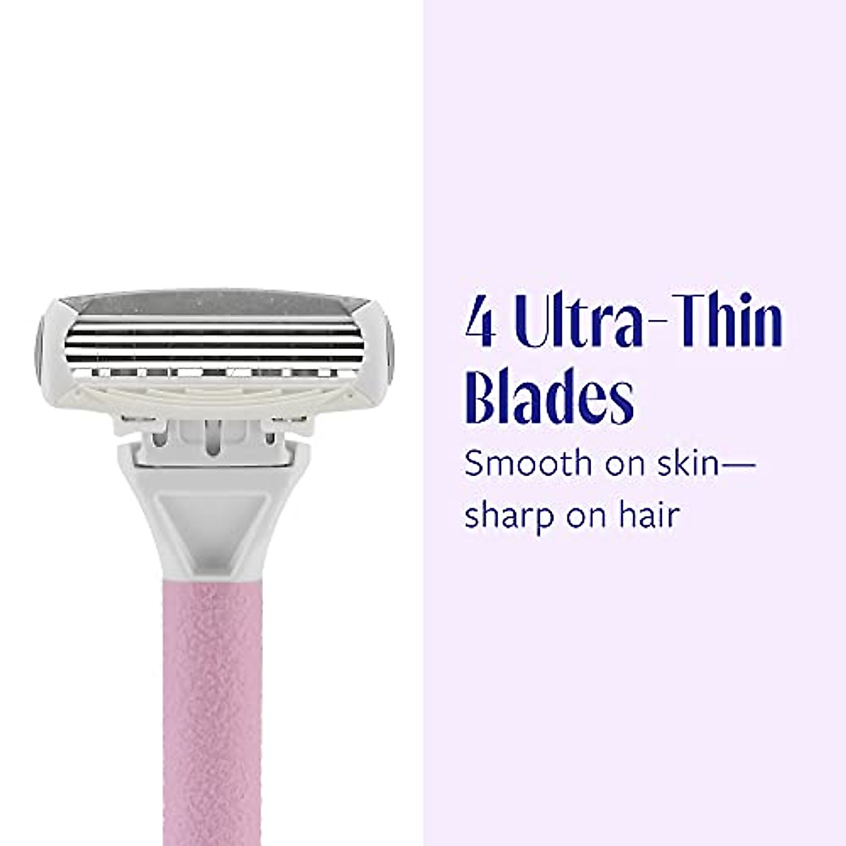 Skintimate Bloom Razor for Women, 4 Ultra-Thin Blades, Includes 1 Handle and 8 Refills Pink