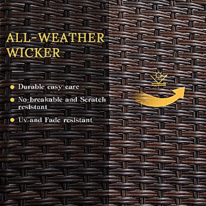 VICLLAX All Weather Patio Dining Set Includes 42" Round Patio Table and 4 Outdoor Swivel Wicker Chairs for Lawn Garden, Patio Table and Chairs Set, Outdoor Dining Set for 4, Black Table