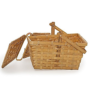 The Lucky Clover Trading Bamboo Picnic Basket in Honey with Lid, Small