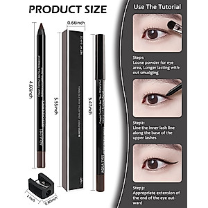 LYSdefeu Gel Eyeliner Pencil-Black Brown Waterproof Smudgeproof Matte Gel Eyeliner Pencil with Sharpener,Fadeproof Eye Liner Tattoo Eyeliner Pen for Women Cat Eye/Smoky Eye Makeup,Valentine's Day Gift