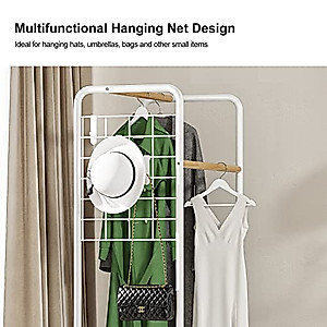 JZM Garment Rack Clothes Organizer Double Rod Hanger Portable Clothing Storage Sturdy Coat Shelves Freestanding for Living Room Laundry